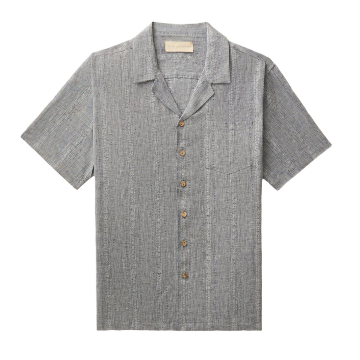 Road to Nowhere - Men's Fez Shirt in Linen Jacquard - Ocean Stripe ...